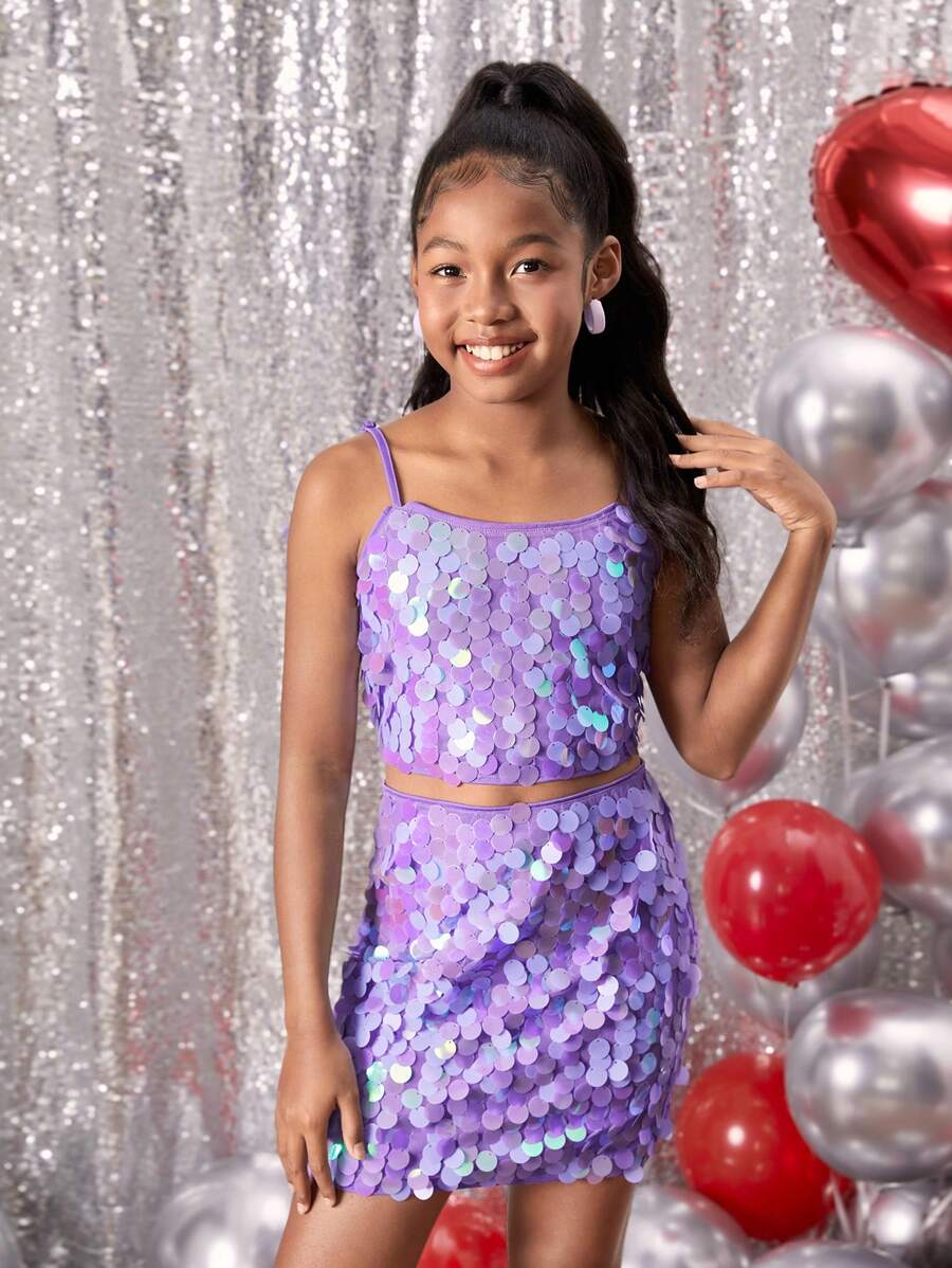 2pcs Tween Girls Camisole Top And Mini Skirt Set For Valentine's Day ...