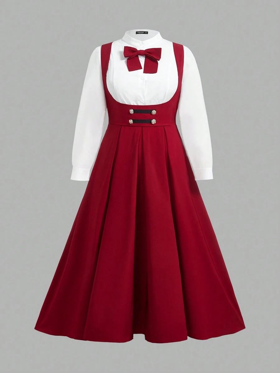 Sunnyshic Vestido de talla grande informal de línea A 2 en 1 para mujer ...