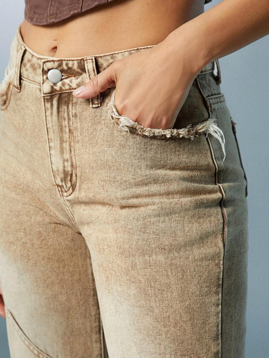 Denimoi Women's Fashionable Vintage Washed Distressed Frayed Hem Denim ...