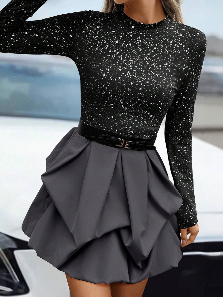 SHEIN Clasi Damen modisches Party Metallic Splice Kontrastfarben Mini ...