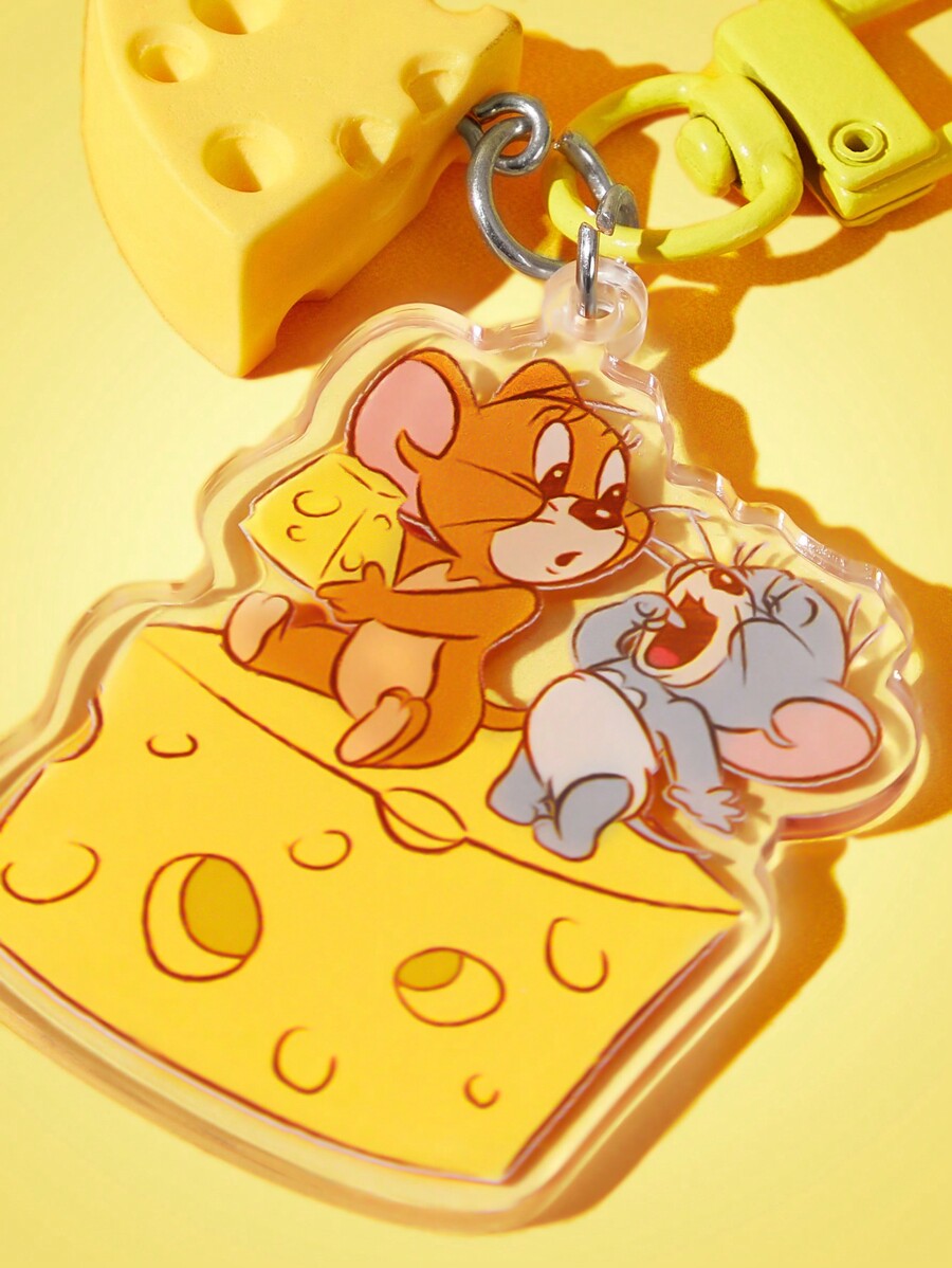 TOM & JERRY X SHEIN Mouse And Cheese Pattern Cartoon Acrylic Keychain ...