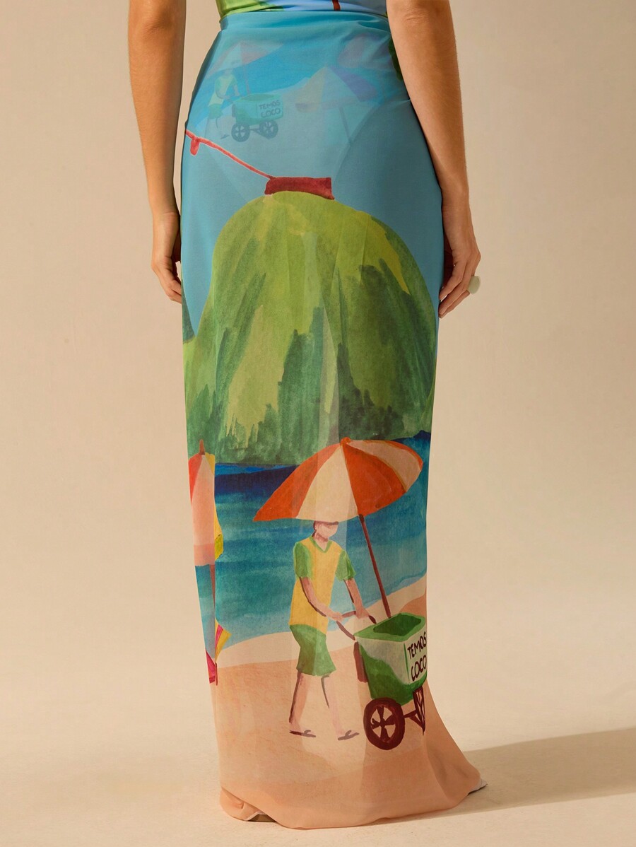 CAJUNI Women Boho Floral Print Beach Cover Up, Wrap Tie Sheer Holiday ...