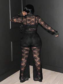 Maweii Große Größen Spitze, transparentes Set mit Blumenmuster, 2 ...