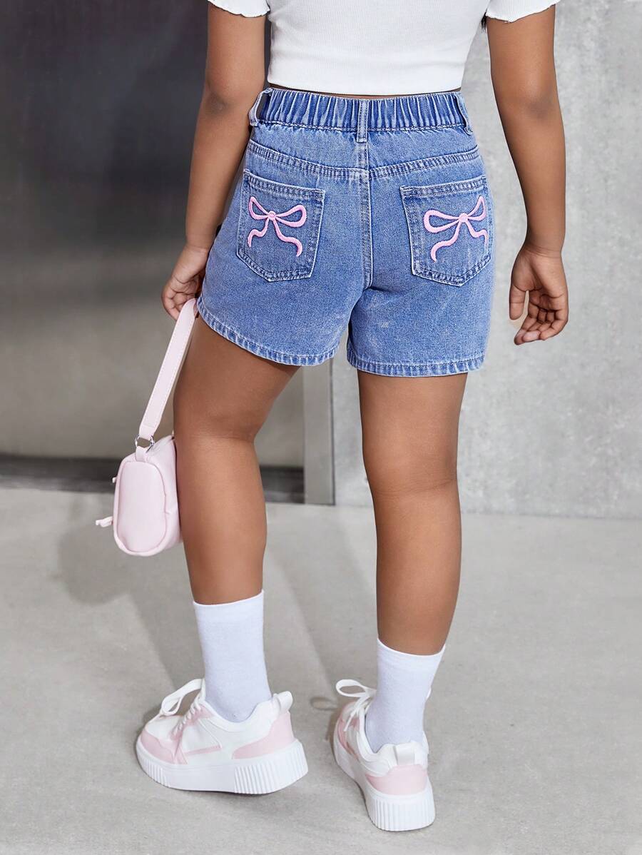 Tween Girls' Casual Minimalist Denim Shorts, Daily Wear | SHEIN USA