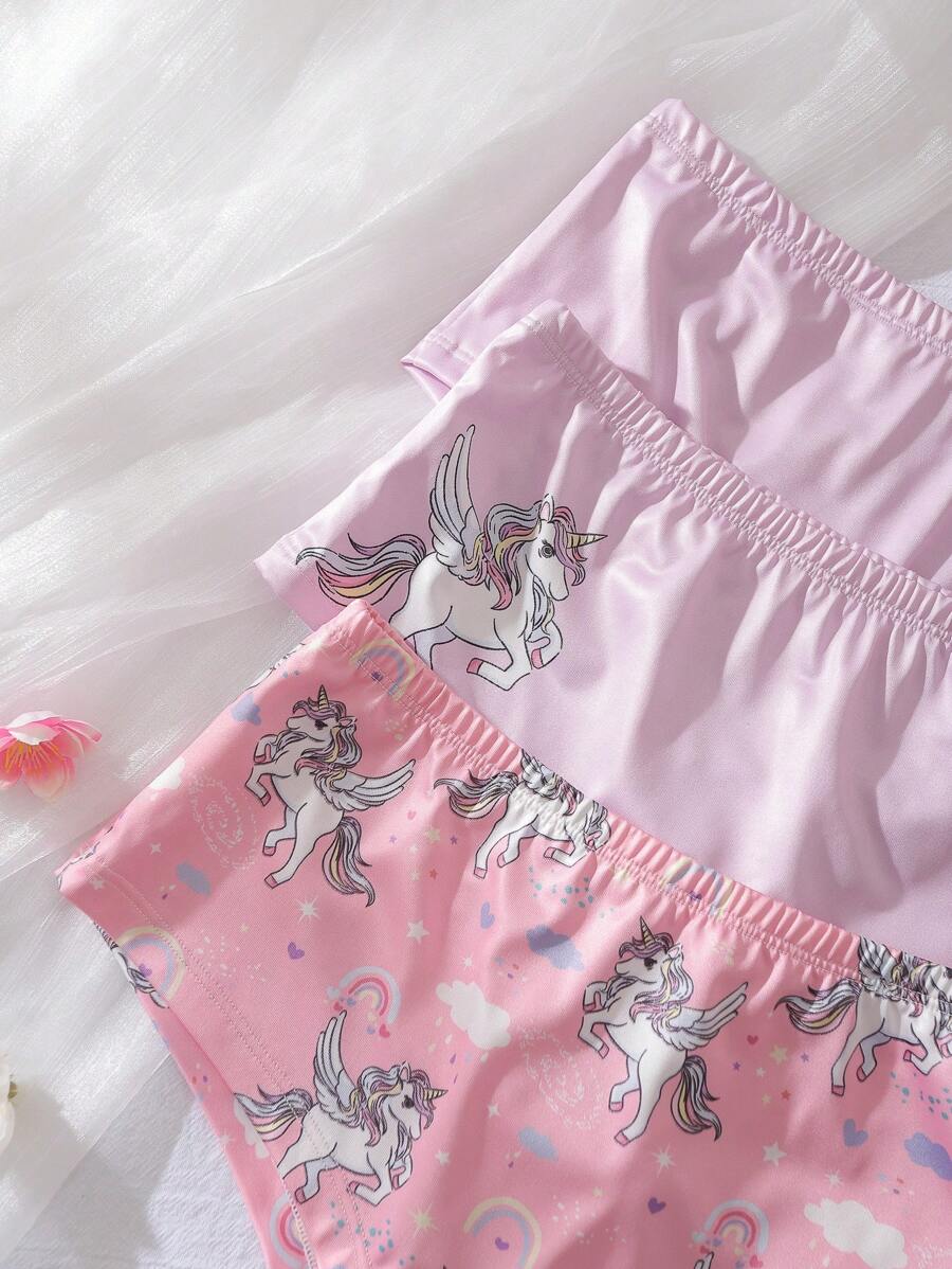 3 Peças/Conjunto Roupa Íntima Confortável com Estampa de Unicórnio para ...