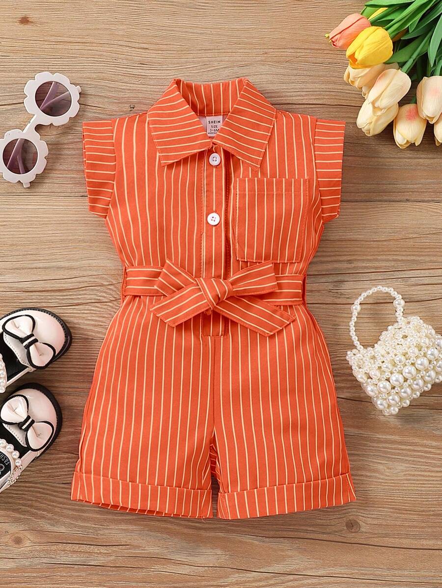 SHEIN Baby Girl Vacation Casual Striped Jumpsuits | SHEIN USA