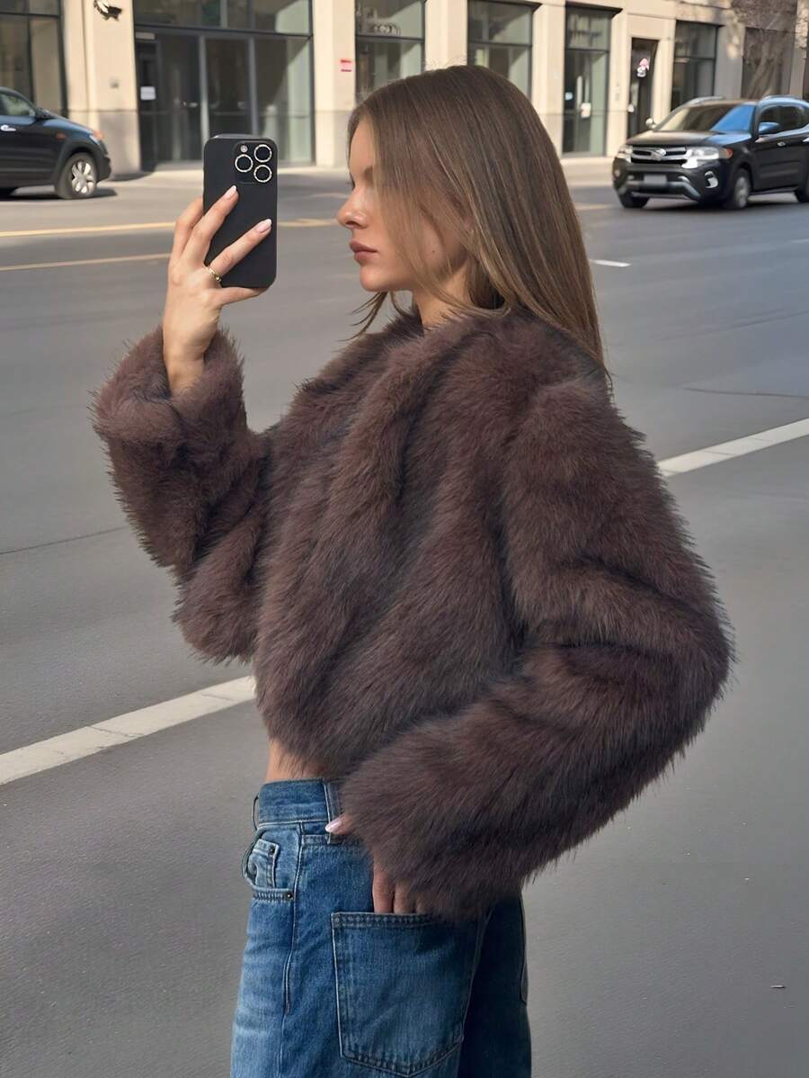 SHEIN EZwear Women Fluffy Coats | SHEIN USA