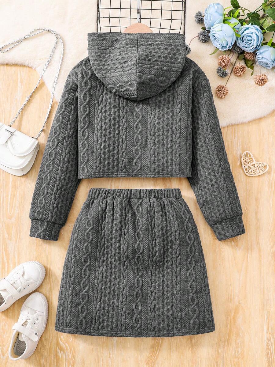 SHEIN Conjunto Casual de Casaco de Moletom com Capuz e Mini Saia em ...