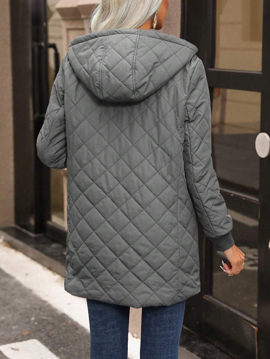 SHEIN Relaxiva Women Front Zipper Long Sleeve Pocket Casual Hooded ...