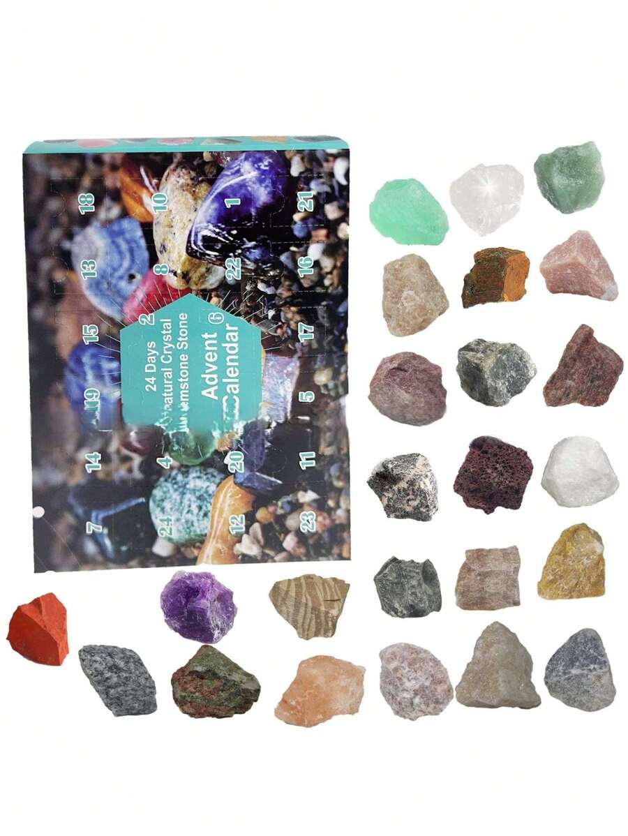 SHEIN Calendrier de l'avent en pierres précieuses, 24 pierres gemmes ...