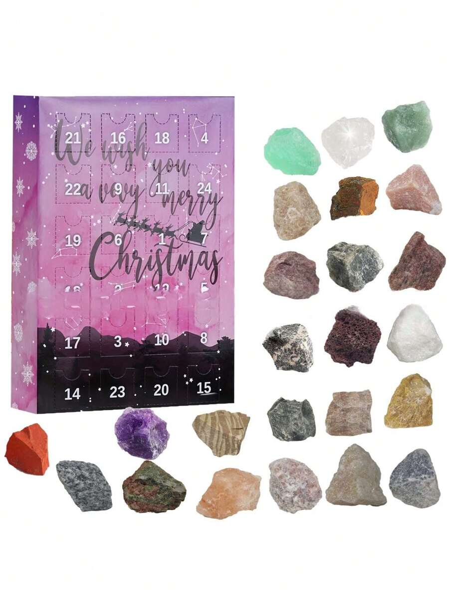 SHEIN Calendrier de l'avent en pierres précieuses, 24 pierres gemmes ...