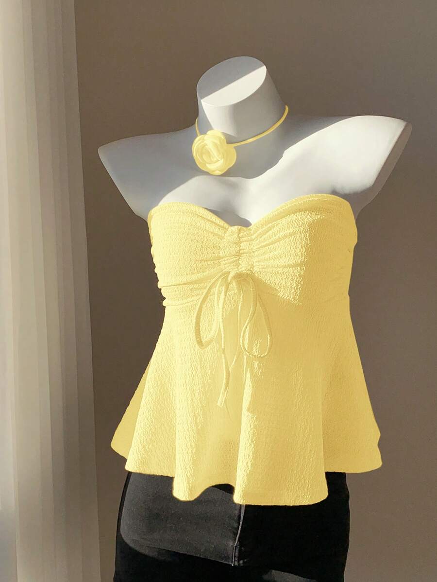 Sweetina Knitted Cute Vacation Leisure Women's Strapless Top | SHEIN USA