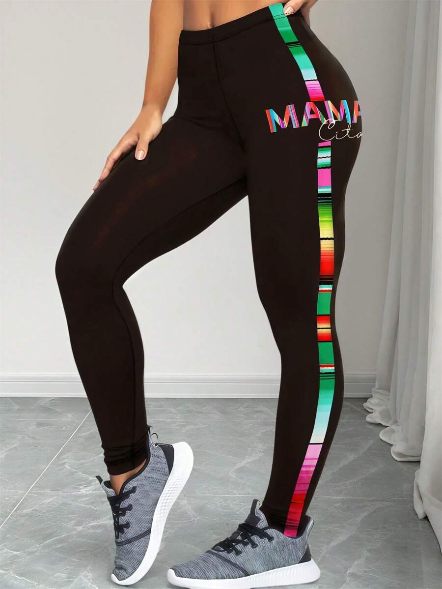 SHEIN LUNE Mama Slogan & Letter Graphic Pattern Women's Sports Long ...