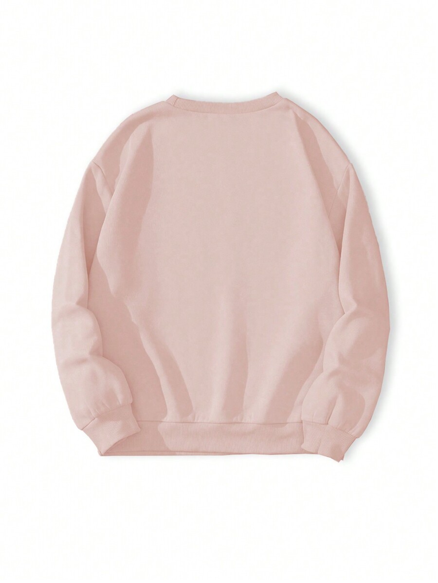 SHEIN Christian Motto, Slogan Colorblocking Round Neck Fleece Graphic ...