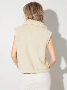 Easelle Chaleco chaqueta ajustado con cremallera, forro de sherpa y ...