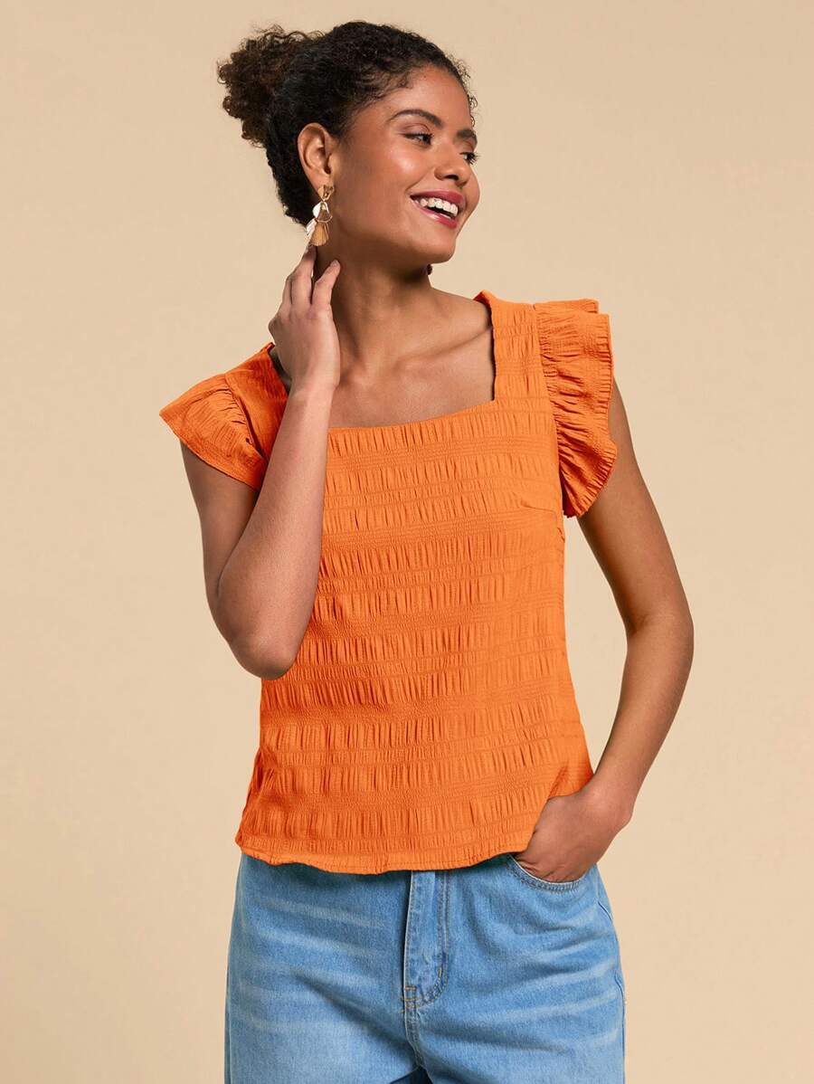 Travachic Ladies' Solid Color Texture Fabric Ruffle Decorated Square ...