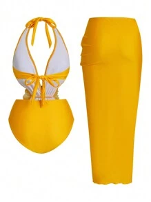 Swim Oasis Summer Women's Beachwear Vacation Floral Decoration Halter ...