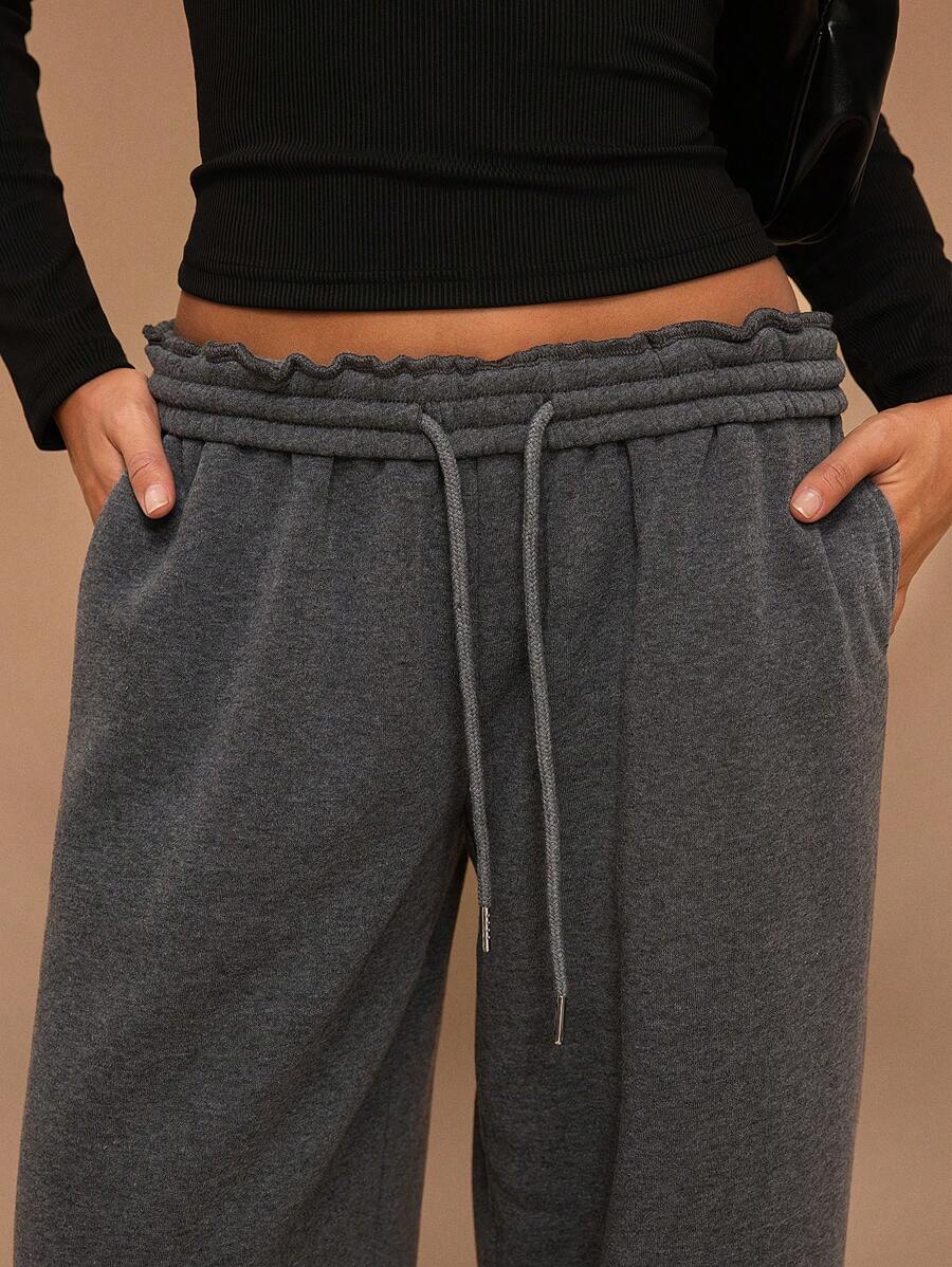 Forever 21 Autumn/Winter New Casual Loose Fit Elastic Waist Wide Leg Sweatpants, Thicker Thermal ...