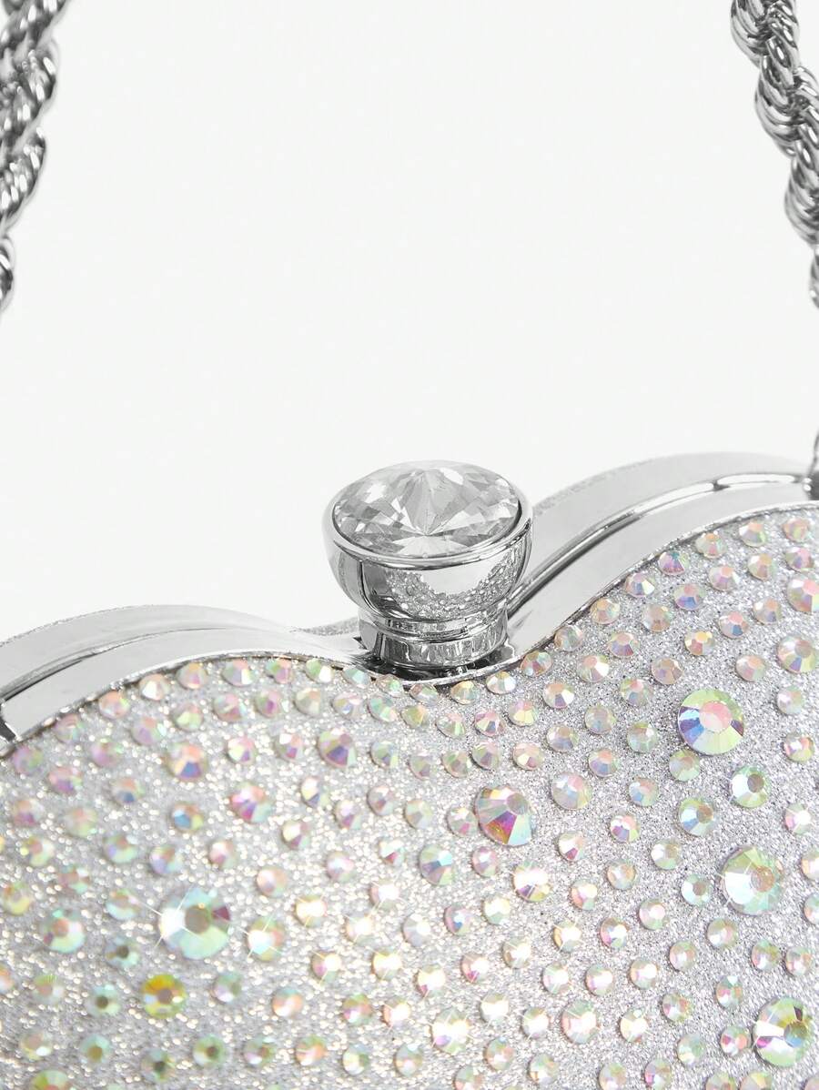 SHEIN Belle Fashionable Elegant Sweet Rhinestone Heart Decor Evening ...