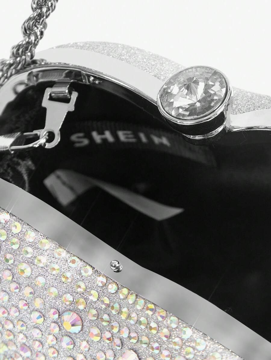 SHEIN Belle Fashionable Elegant Sweet Rhinestone Heart Decor Evening ...