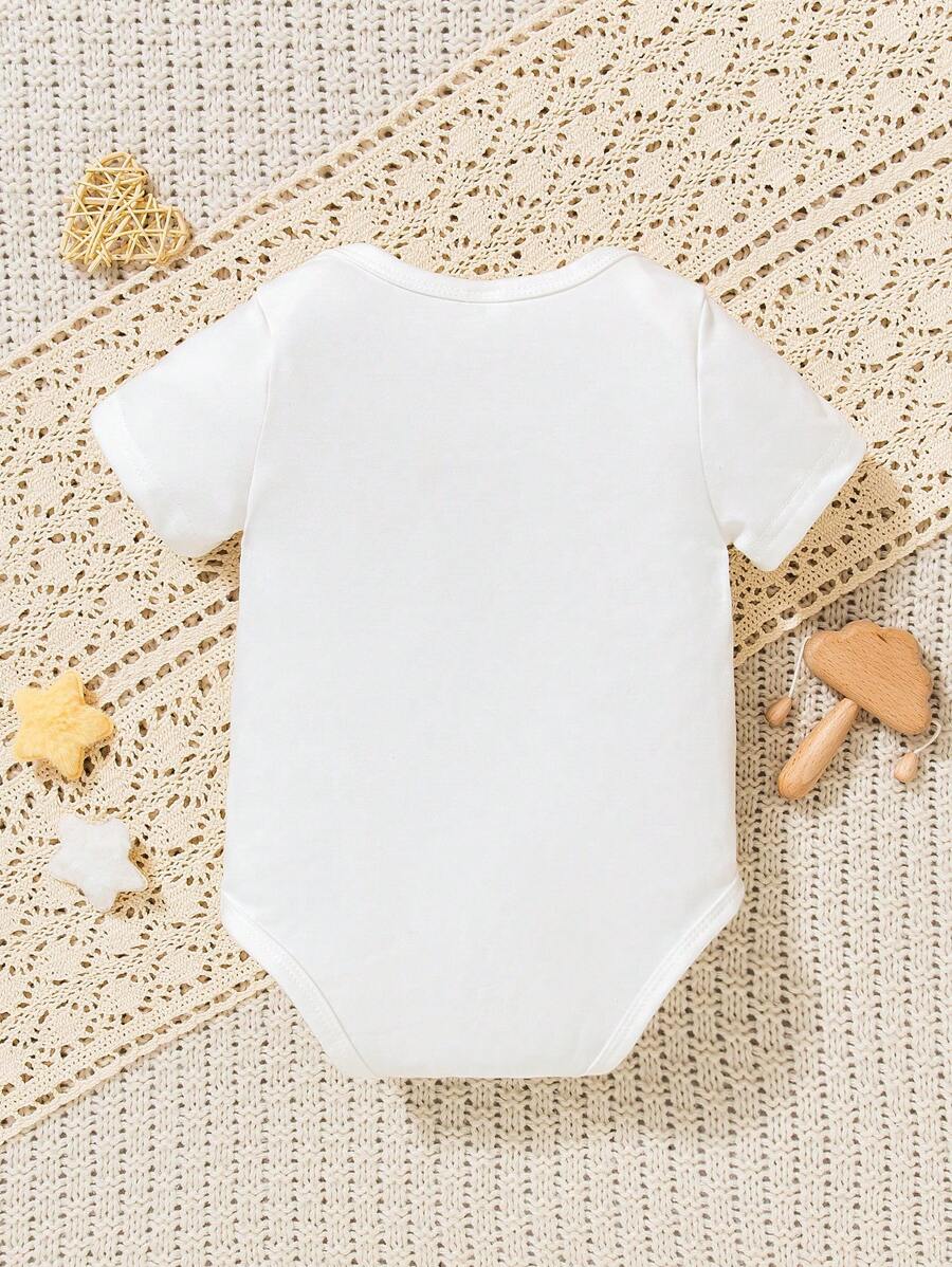 SHEIN Baby Girl Simple Letter Print Short Sleeve Romper, 2025 New ...
