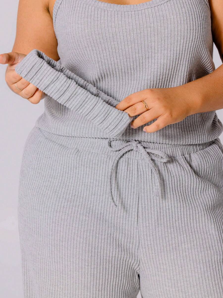 Aralina Cozy Super Soft Curve Heather Gray Drawstring Waist Waffle ...