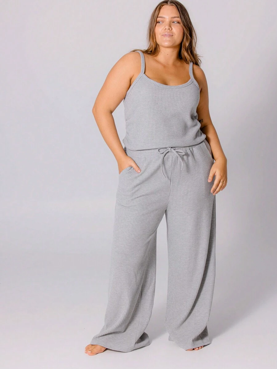 Aralina Cozy Super Soft Curve Heather Gray Drawstring Waist Waffle ...