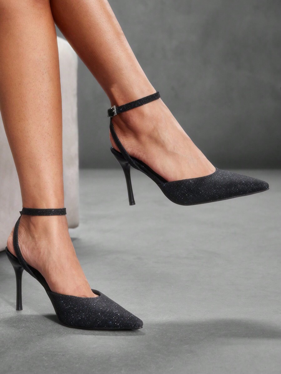 CUCCOO SZL Black Patent Pointed Toe Crystal High Heel Shoes, Sexy ...