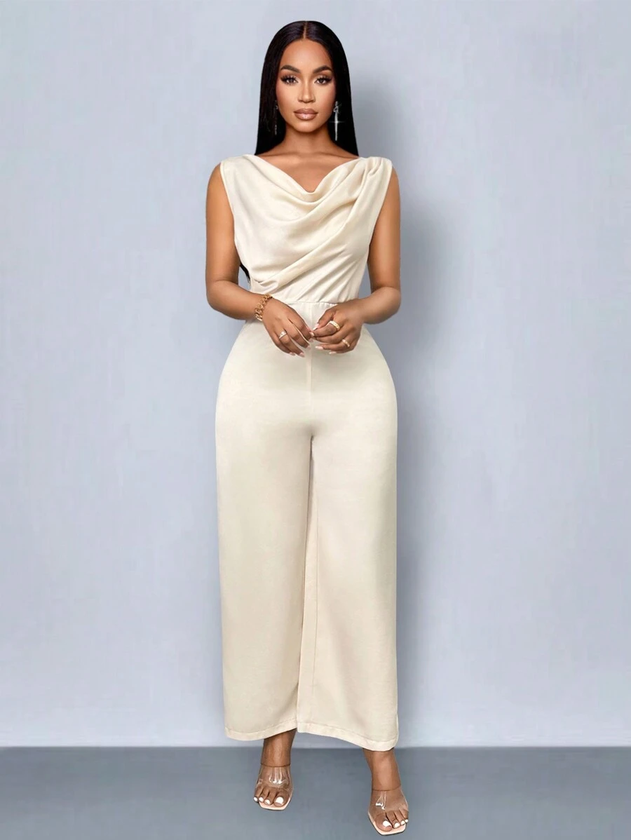 Lyxana Macacão Elegante e Personalizado com Decote Drapeado e Sem ...