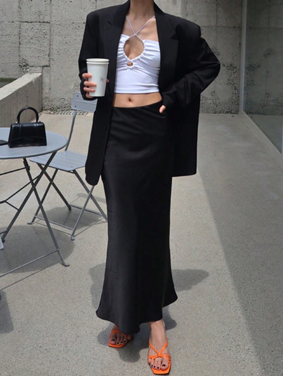 DAZY Falda larga de satén de cola de sirena para mujer | Mode de Mujer ...