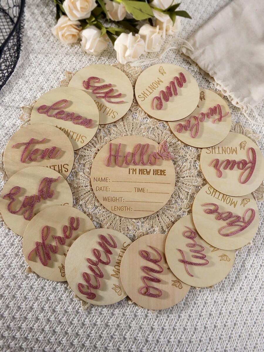 SHEIN 13 Pcs Set Bling Butterfly Baby Monthly Milestone Markers Hello ...