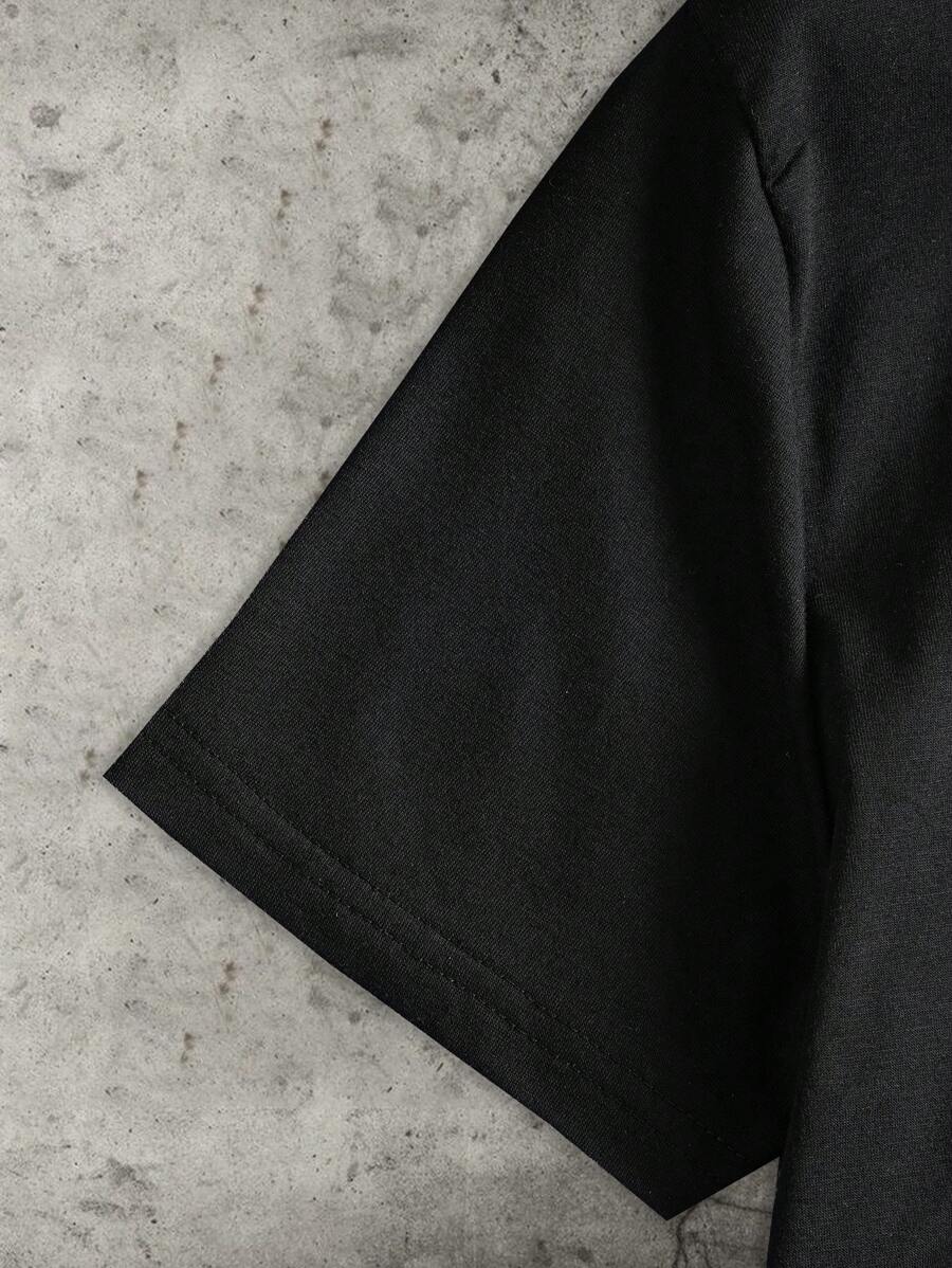 Manfinity Dauomo Men's Slogan & Capi Barra Logo Print Round Neck Short ...