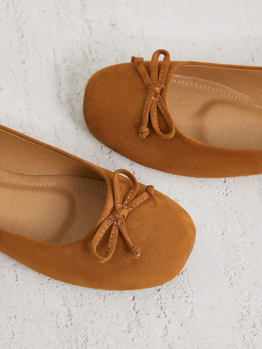 SHUZIA Women's Glamorous Square Toe Vallerina Shooes With Bows | SHEIN UK