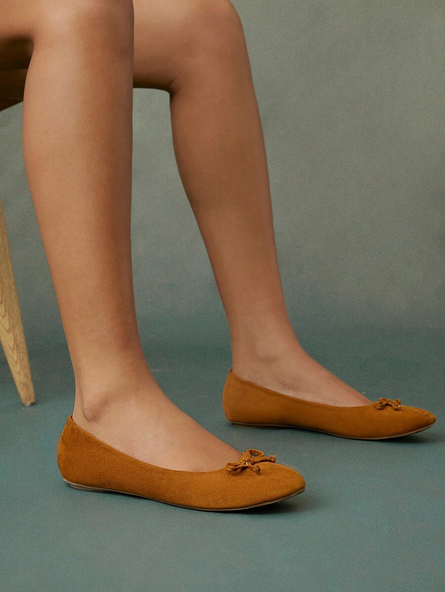 SHUZIA Women's Glamorous Square Toe Vallerina Shooes With Bows | SHEIN UK