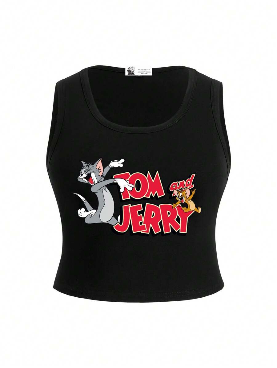 TOM & JERRY X SHEIN Regata Estampa de Tom & Jerry Casual Plus Size ...