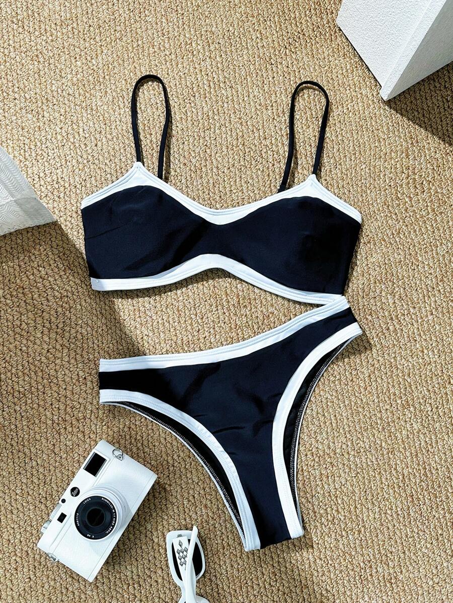 Swim Mod Roupa de Banho Sensual de Praia de Duas Peças com Alça Fina ...