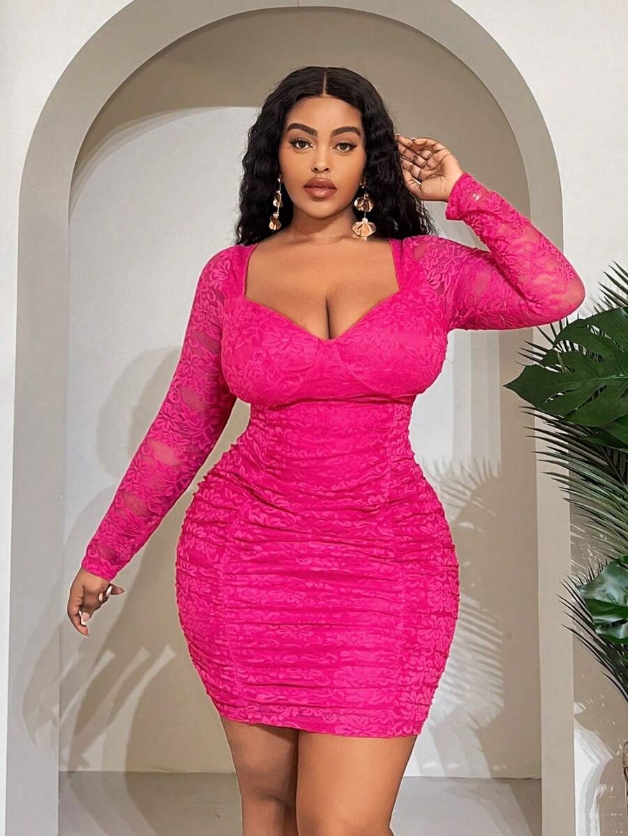 Shein Slayr Sexy Valentines Day Plus Size Low Cut Lace Bodycon Dress G Shein Uk