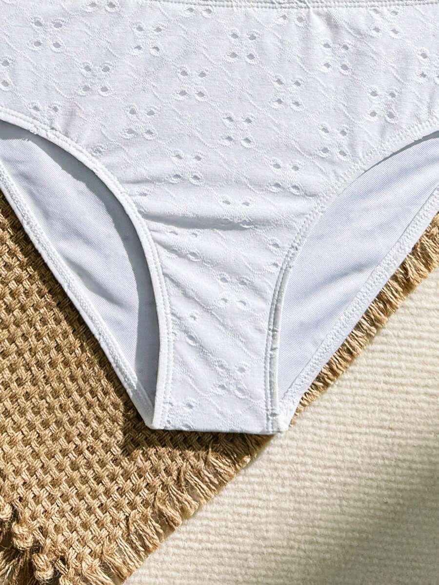 Lunivi Tween Girls Summer Beach White Hollow Double Ruffle Tankini ...