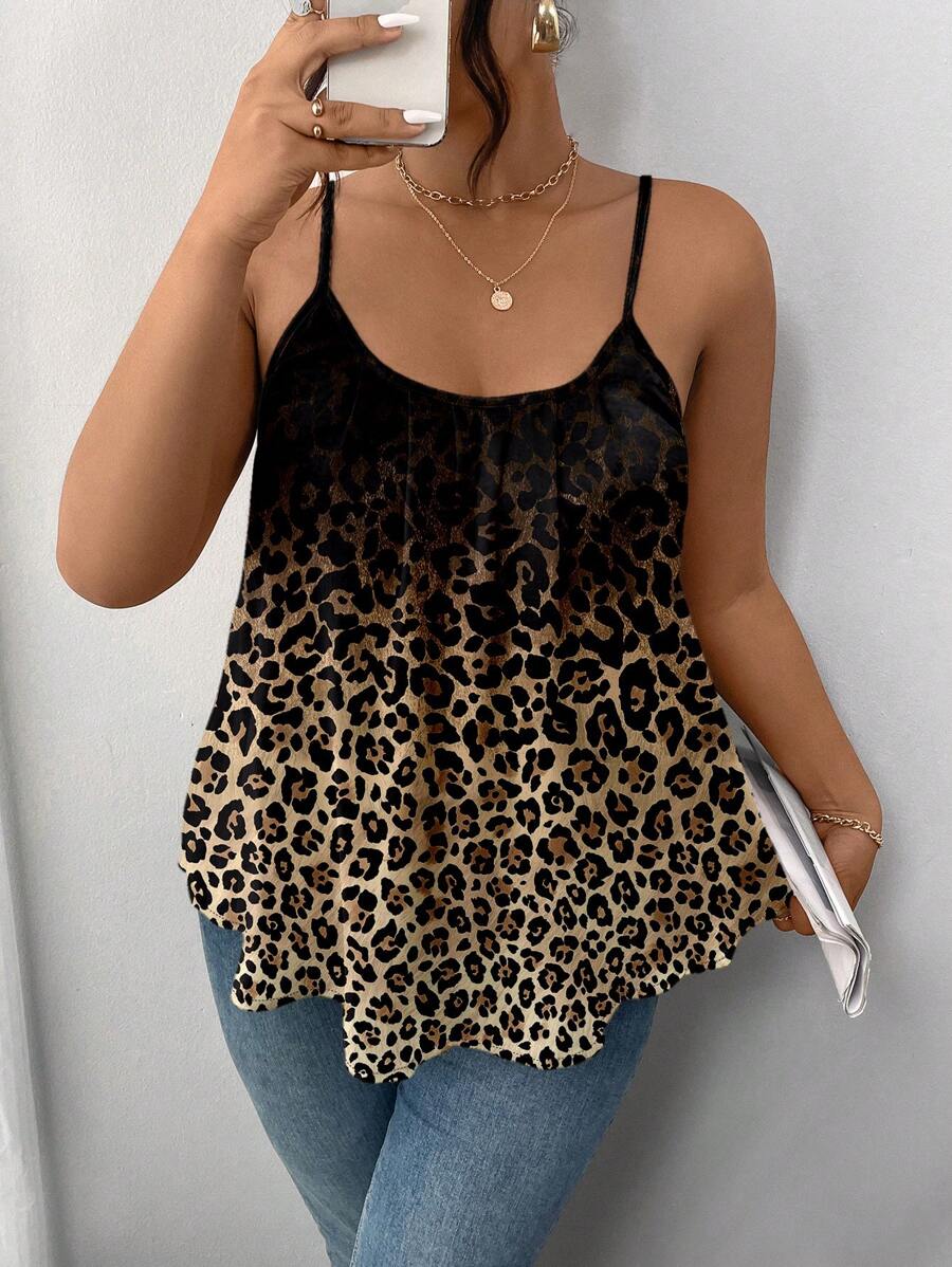 SHEIN Frenchy Plus Size Women Casual Elegant Leopard Print Camisole Tank Top, Suitable For ...