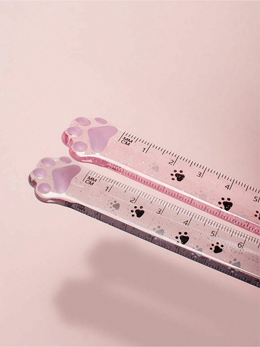 SHEIN 1pc Random Cute Kitty Cat Paw Straight Ruler Kawaii Stationery ...