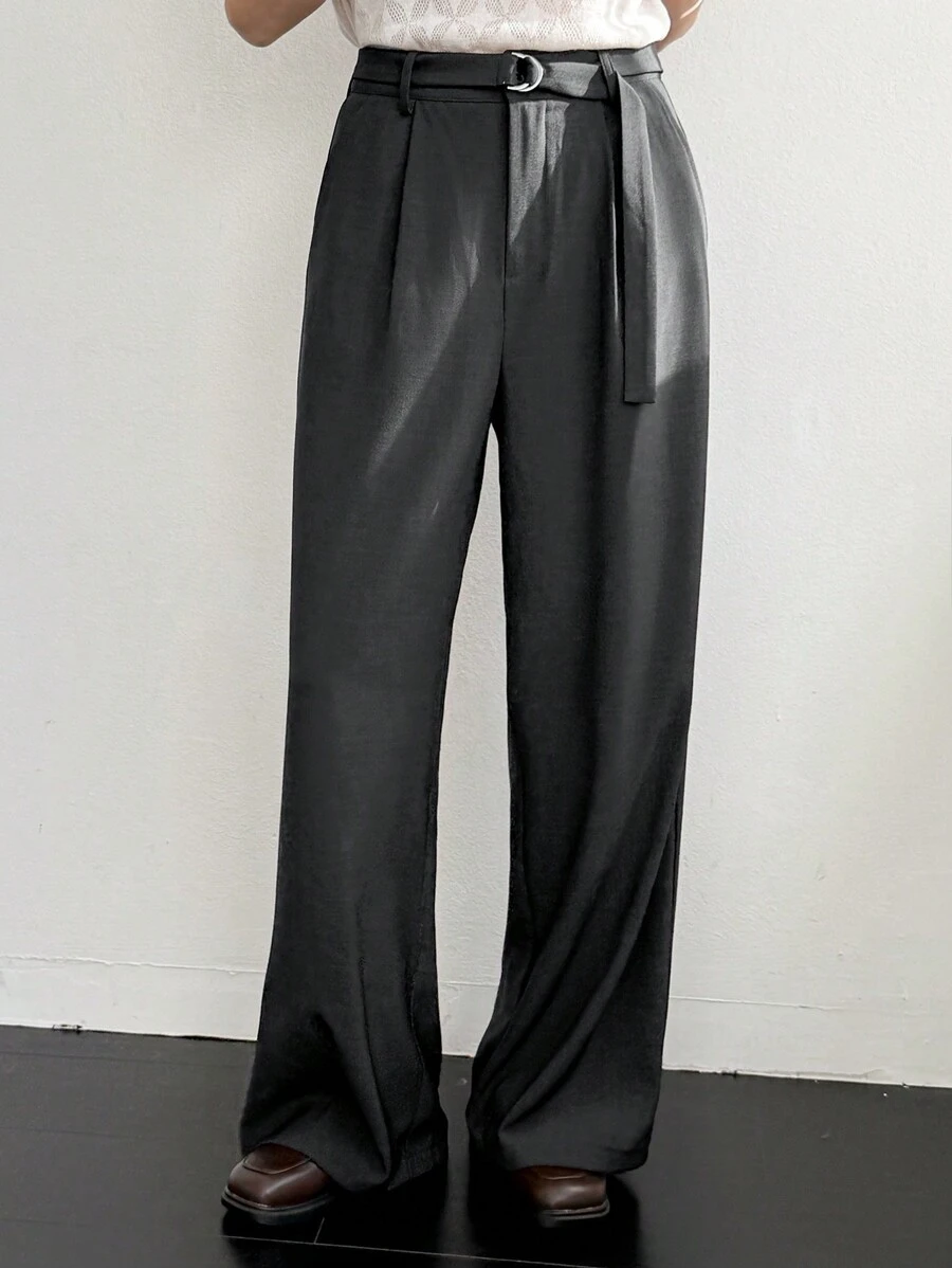 DAZY Pantalon droit ample ceinturé minimaliste style business casual ...