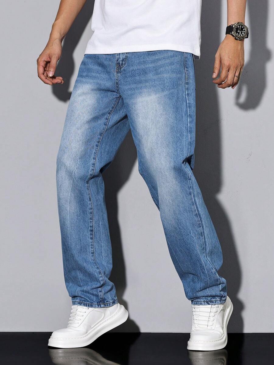 Manfinity Homme Jeans décontractés en denim pour hommes, simples et à ...