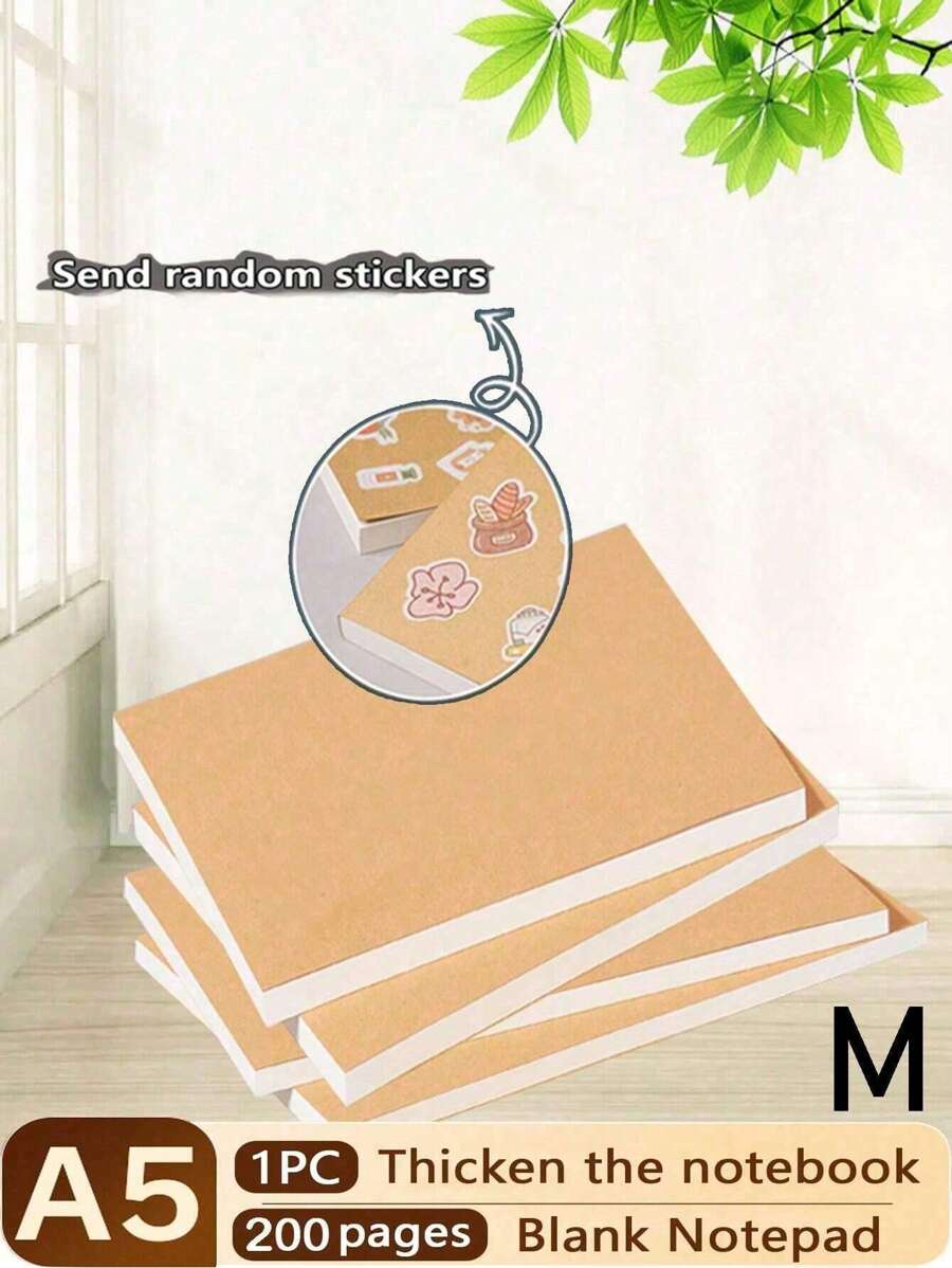 SHEIN 1pc Thickened A5 Blank Leather Notebook For Sketching, Drawing ...