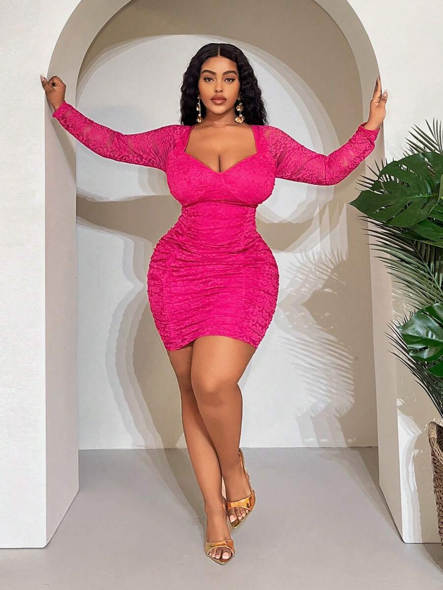 SHEIN Slayr Slayr New 2025 Curve Sexy Valentine's Day Plus Size Low-Cut ...
