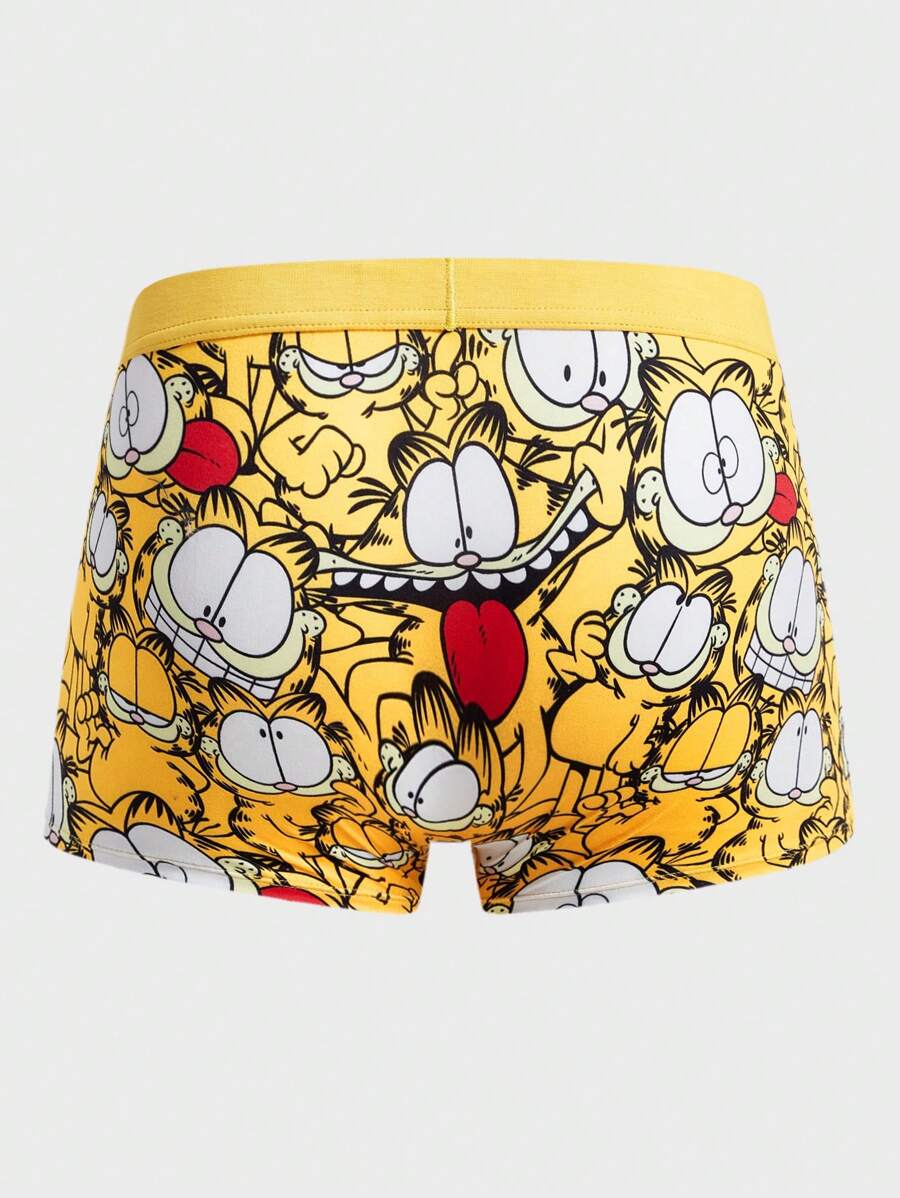 GARFIELD X SHEIN 1pc Men's Comfy Cute Cartoon Print Yellow Boxer Briefs ...