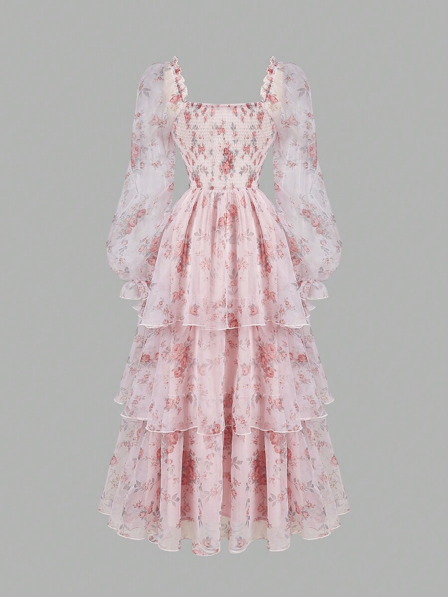 SHEIN MOD Retro Palace Romantic Pink Cake Dress, Cocktail Party Dress ...