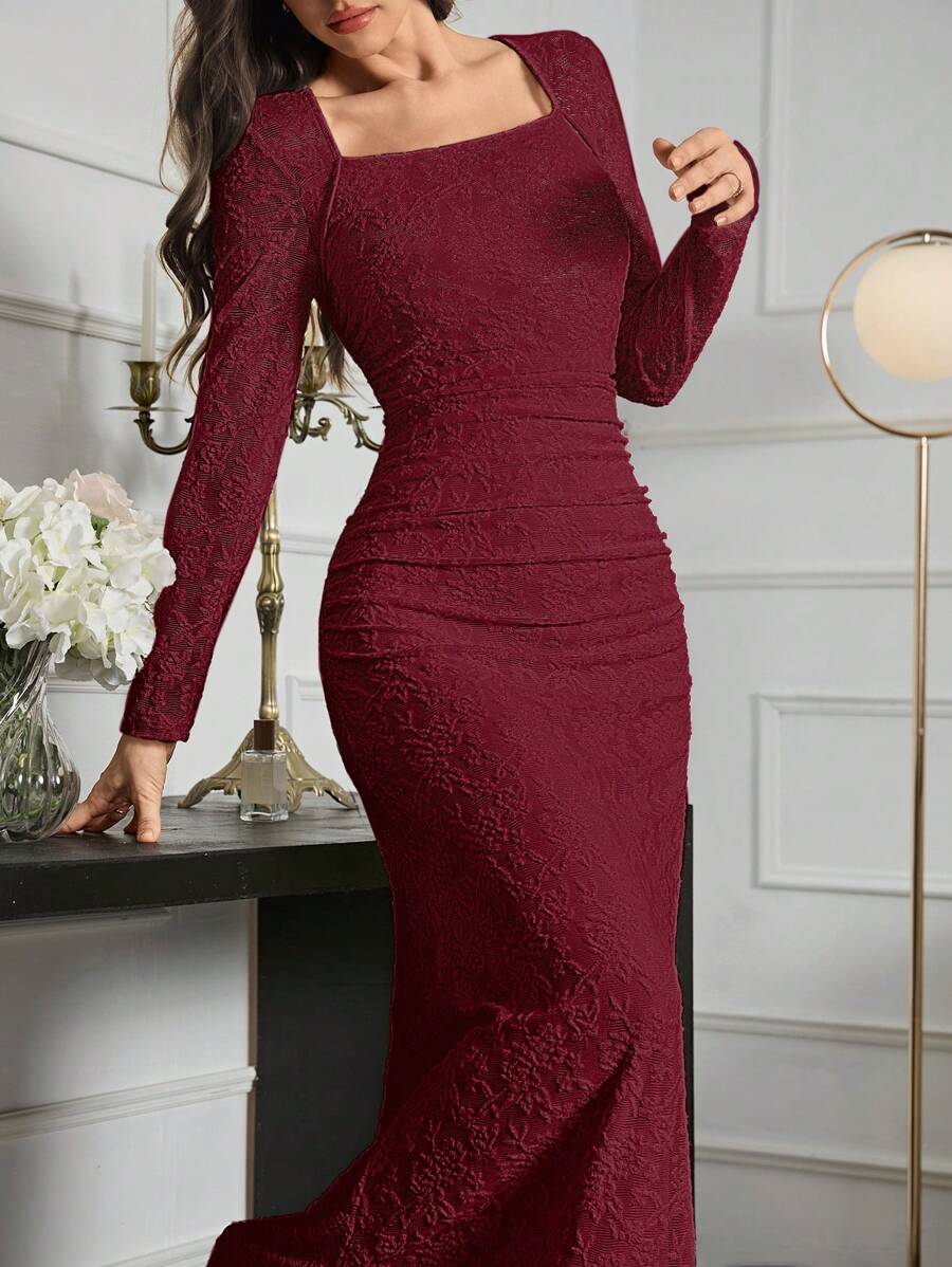 Modelyn Elegant White Lace Slim Fit Long Dress For Women Long Evening Dresses | SHEIN USA