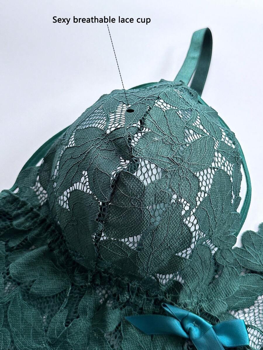 2pcs/Set Plus Size Women's Sexy Lace Lingerie Set | SHEIN USA