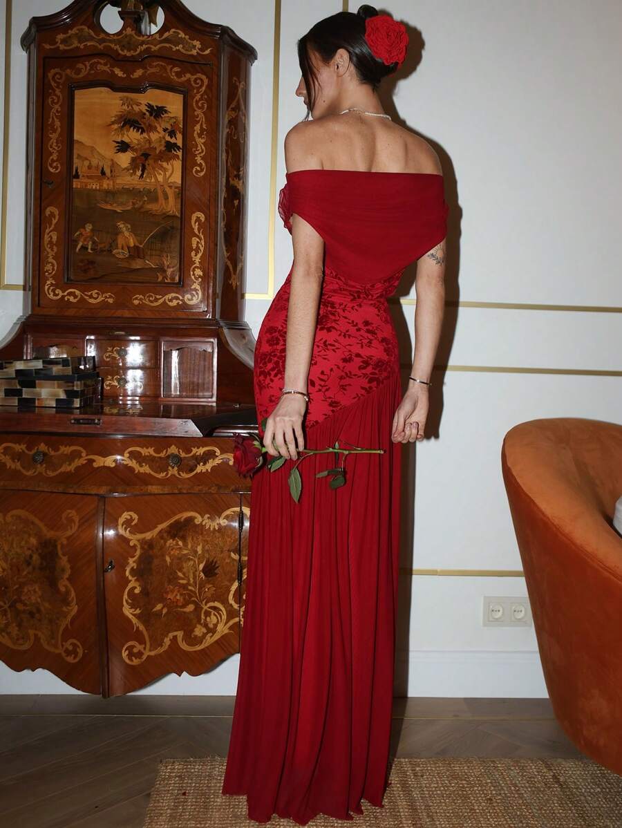 Aloruh Early Spring New Sexy Red Valentine's Date Asymmetric Hem ...