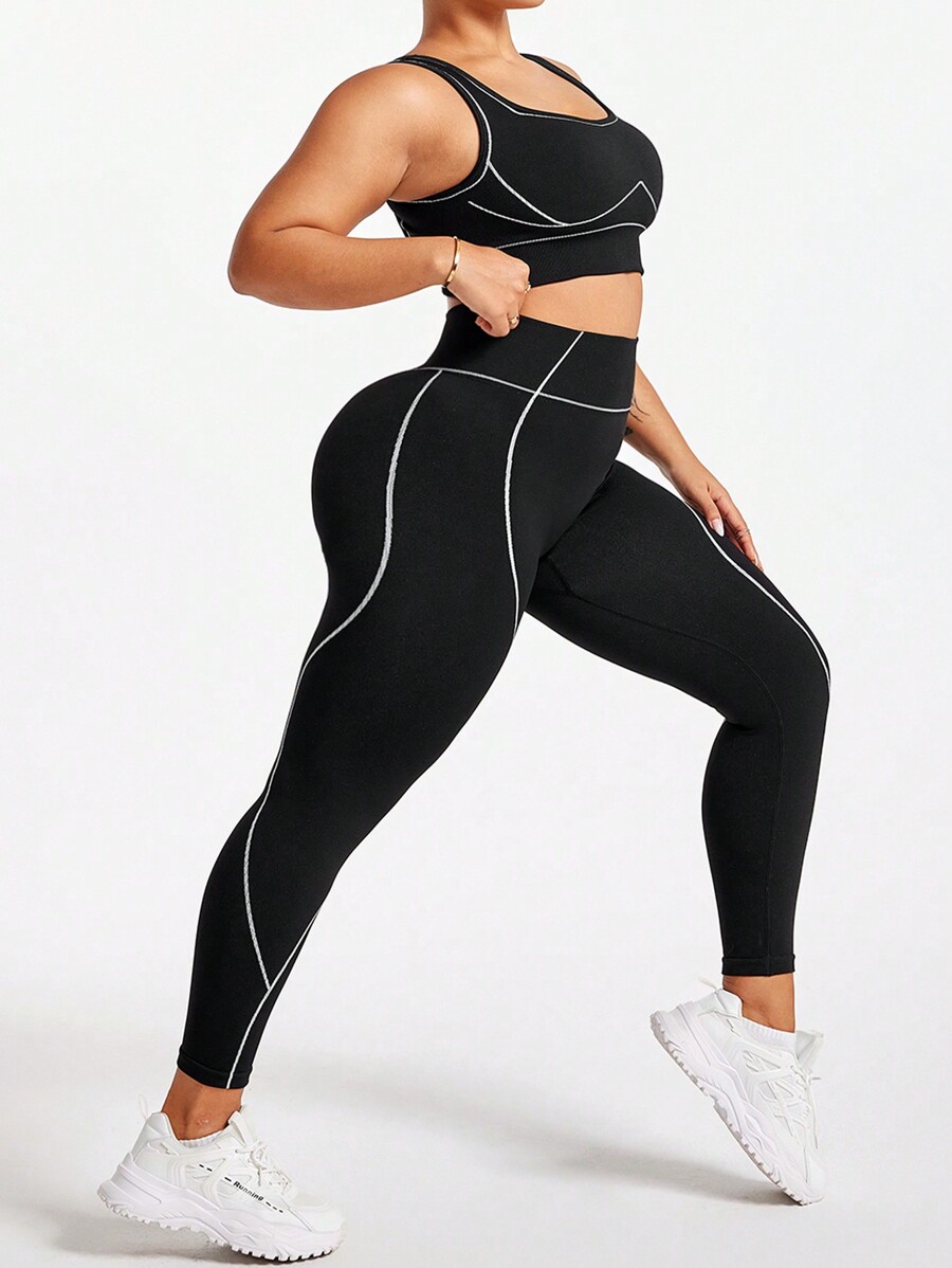 SHEIN Sport Studio Seamless Sports Set For Plus Size Women Workout ...